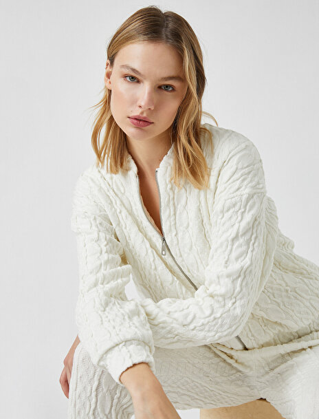 Koton Kadın Örgü Detaylı Fermuarlı Ceket Koton Kadın Örgü Detaylı Fermuarlı Ceket