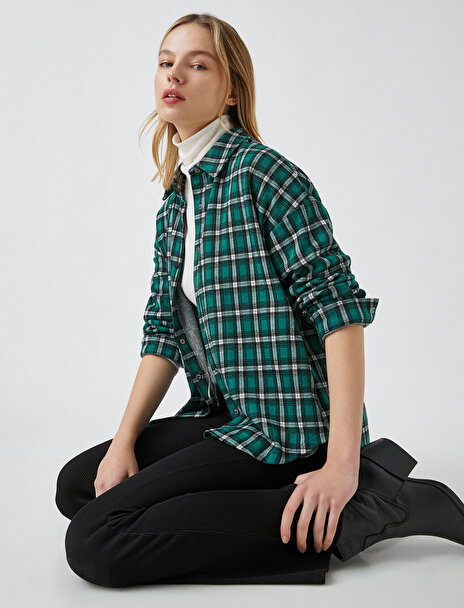 Koton Kadın Kareli Uzun Kollu Gömlek