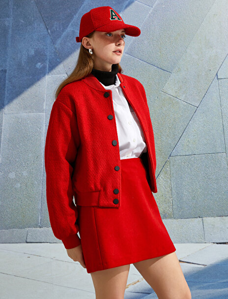 Koton Kadın Düğmeli Bisiklet Yaka Bomber Ceket