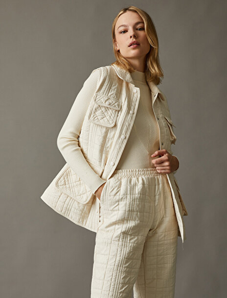 Koton Kadın Katlı Yaka Kapitone Yelek