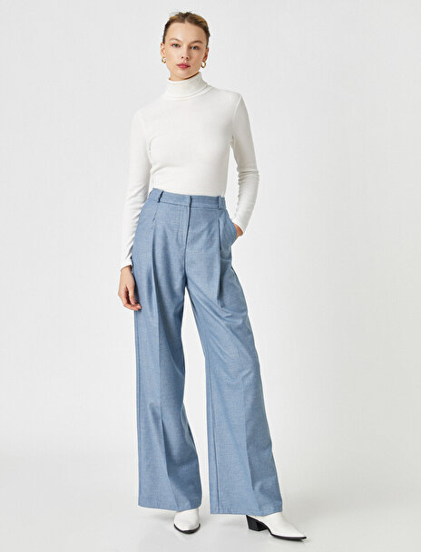 Koton Kadın Geniş Paça Pileli Pantolon