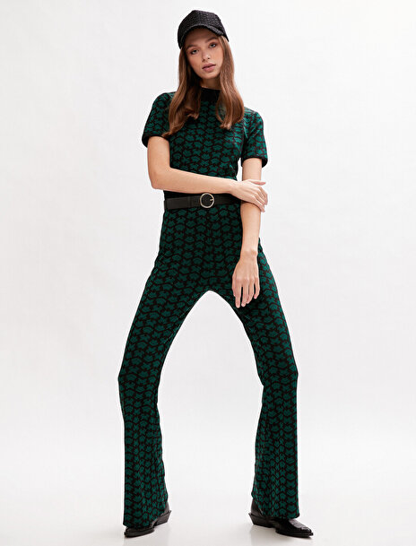 Koton Kadın Desenli İspanyol Paça Pantolon