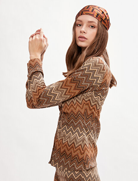 Koton Kadın Etnik Desenli Uzun Kollu Gömlek