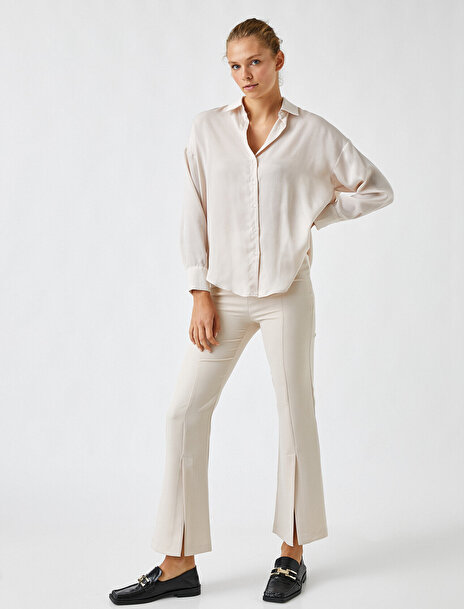 Koton Kadın Geniş Paça Yırtmaçlı Pantolon