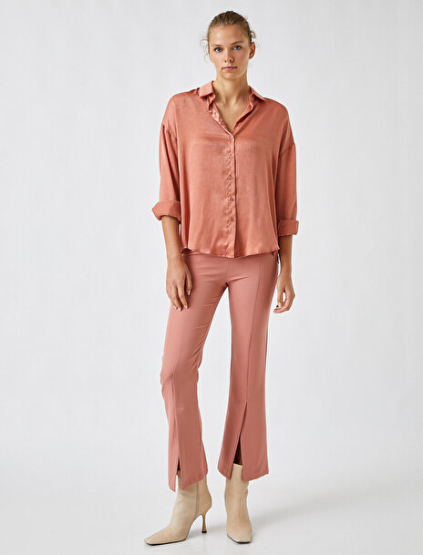 Koton Kadın Geniş Paça Yırtmaçlı Pantolon