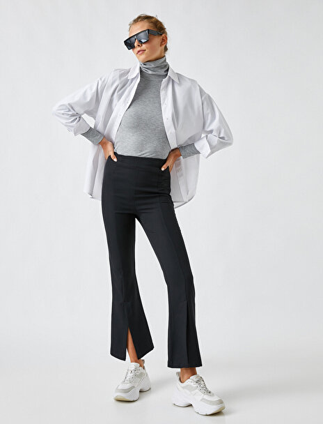 Koton Kadın Geniş Paça Yırtmaçlı Pantolon