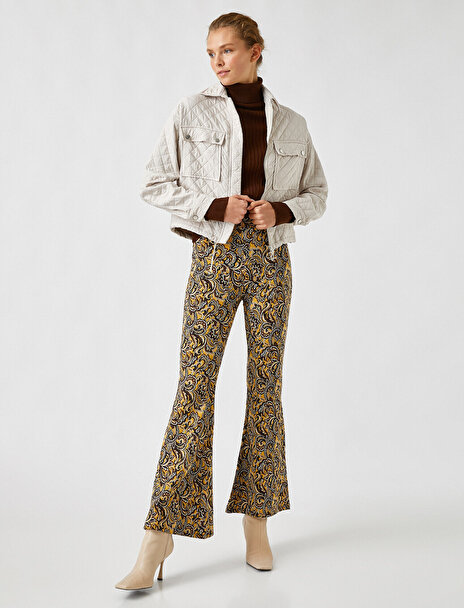 Koton Kadın Desenli İspanyol Paça Pantolon