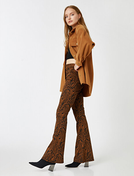 Koton Kadın Desenli İspanyol Paça Pantolon