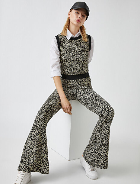 Koton Kadın Leoparlı İspanyol Paça Pantolon