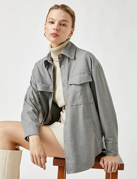 Koton Kadın Çıtçıtlı Cepli Ceket