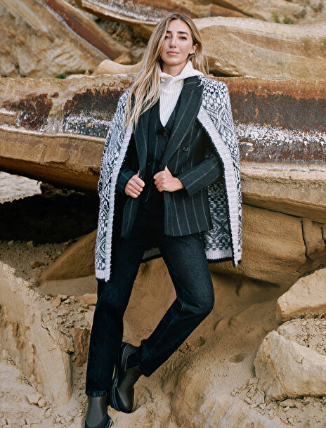 Koton Kadın Çizgili Blazer Ceket