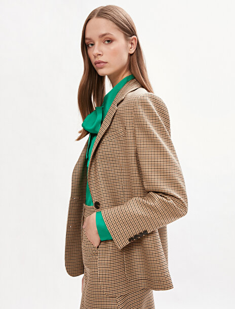Koton Kadın Kareli Blazer Ceket Koton Kadın Kareli Blazer Ceket