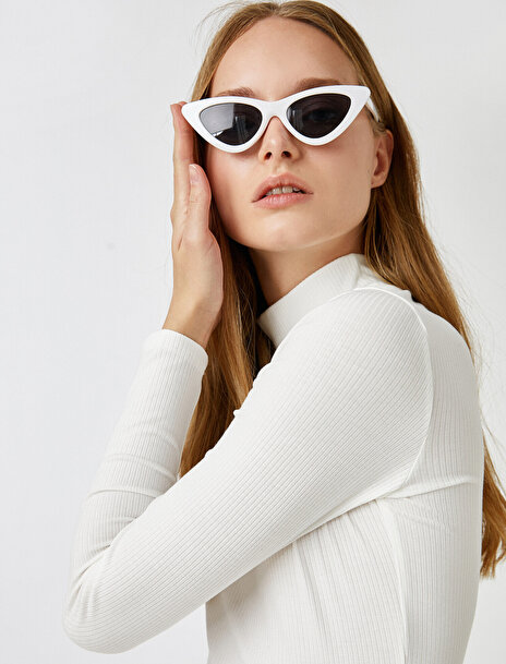 Koton Kadın Yarım Balıkçı Yaka Fitilli Uzun Kollu Tişört