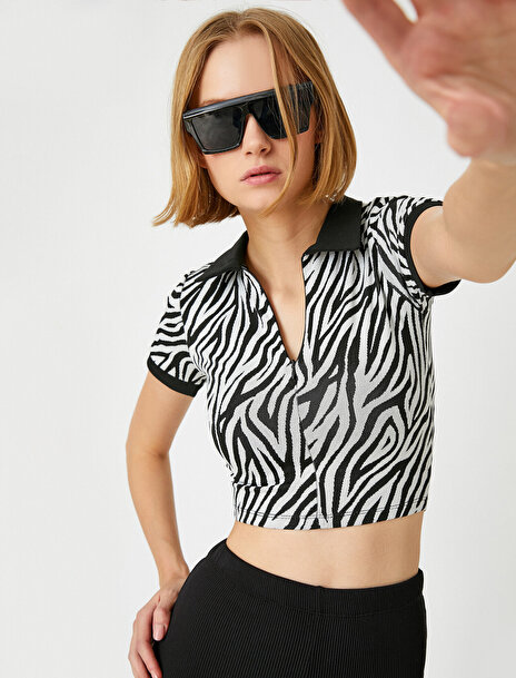 Koton Kadın Polo Yaka Crop Top