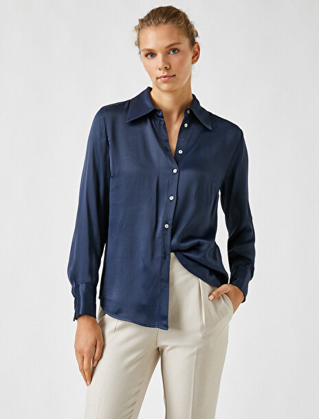 Koton Kadın Uzun Kollu Saten Gömlek