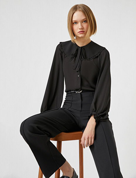 Koton Kadın Yakası Kolları Fırfırlı Gömlek