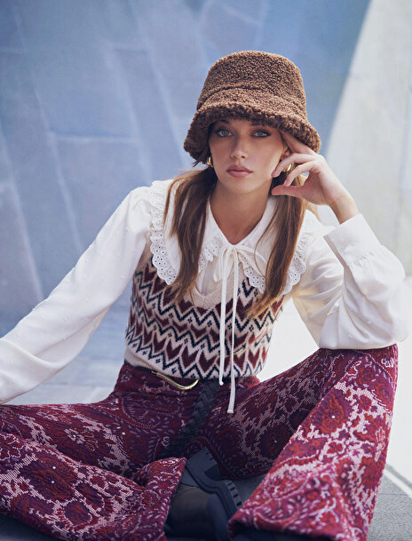 Koton Kadın Önlük Yaka Fırfırlı Gömlek