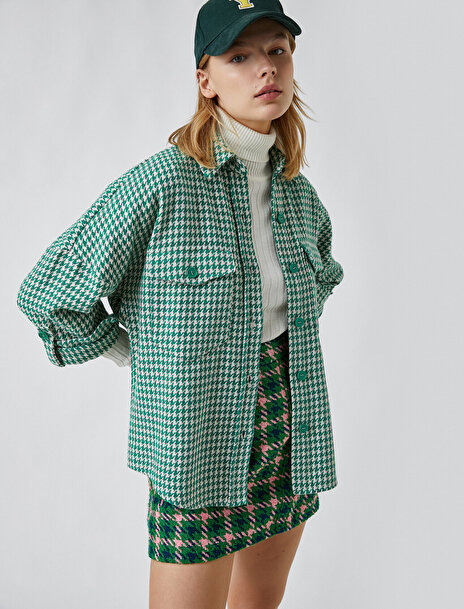 Koton Kadın Kareli Gömlek Uzun kollu