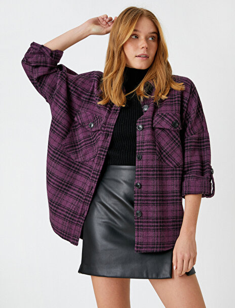 Koton Kadın Ekoseli Oversize Gömlek