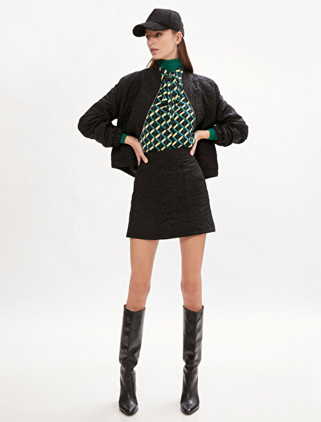 Koton Kadın Desenli Yüksek Bel Mini Etek