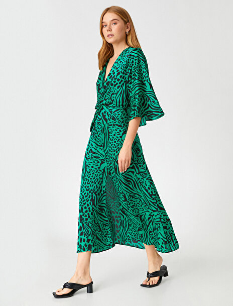 Koton Kadın V Yaka Midi Elbise