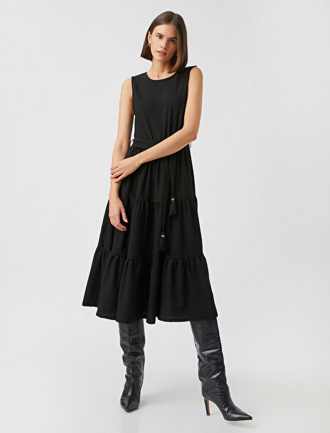 Koton Kadın Kolsuz Pileli Midi Elbise Koton Kadın Kolsuz Pileli Midi Elbise