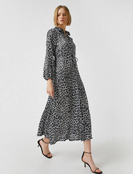 Koton Kadın Belden Bağlamalı Midi Elbise