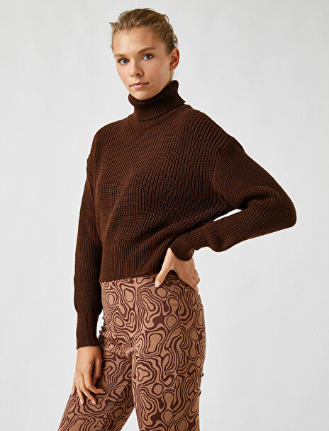 Koton Kadın Oversize Balıkçı Yaka Kazak Uzun Kollu