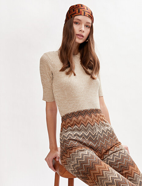 Koton Kadın Yarım Kollu Bisiklet Yaka Kazak