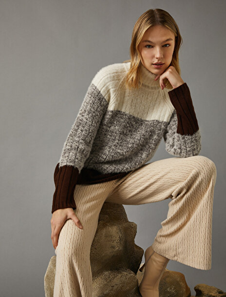 Koton Kadın Balıkçı Yaka Fitilli Kazak