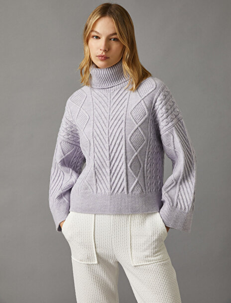 Koton Kadın Balıkçı Yaka Örgü Detaylı Kazak