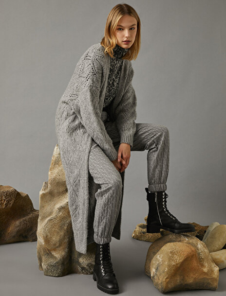 Koton Kadın Örgü Detaylı Uzun Hırka