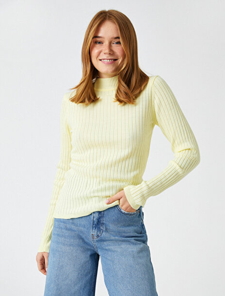 Koton Kadın Balıkçı Yaka Uzun Kollu Fitilli Kazak