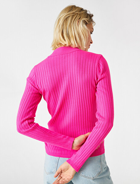 Koton Kadın Balıkçı Yaka Uzun Kollu Fitilli Kazak