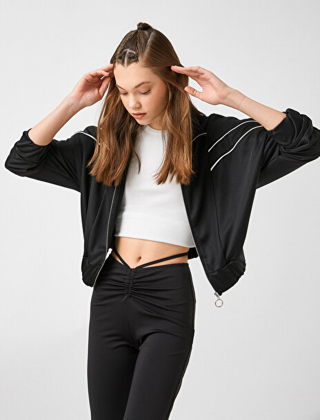 Koton Kadın Fermuarlı Crop Sweatshirt