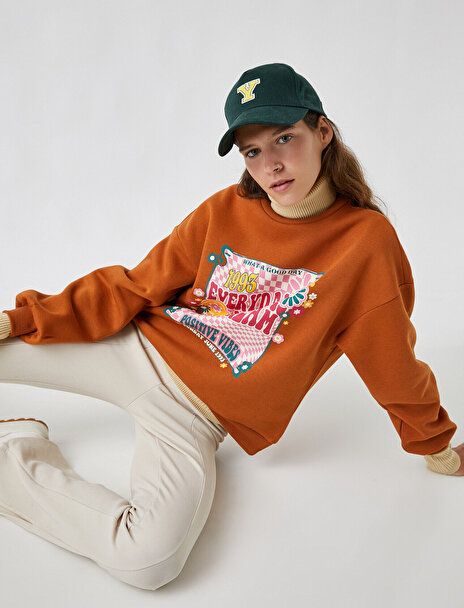 Koton Ole Genç Kız Yarım Balıkçı Baskılı Sweatshirt