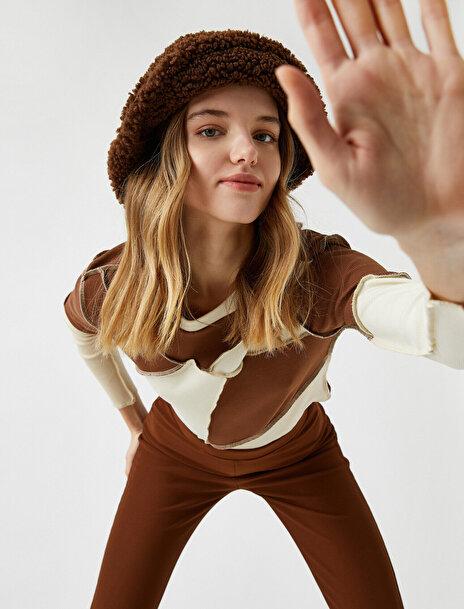 Koton Ole Genç Kız Renk Bloklu Uzun Kollu Tişört