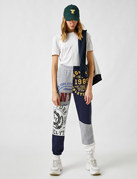 Koton Ole Genç Kız Renk Bloklu Baskılı Eşofman Altı