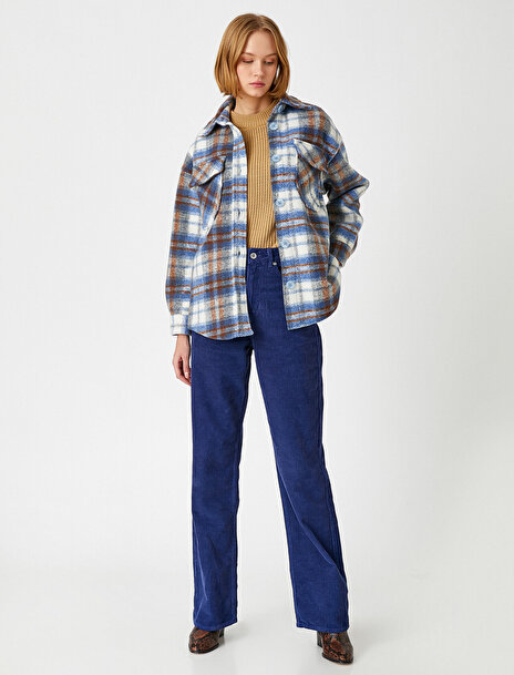 Koton Ole Genç Kız Yüksek Bel Kadife Bol Paça Pantolon