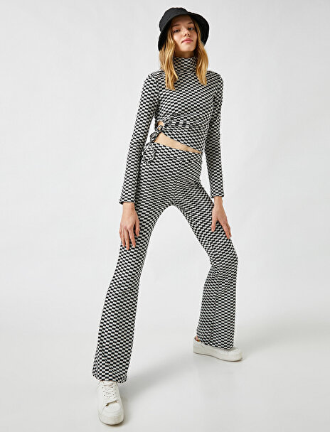 Koton Ole Genç Kız Kareli İspanyol Paça Pantolon