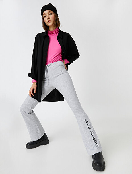 Koton Ole Genç Kız Bol Paçalı Slogan Baskılı Eşofman Altı