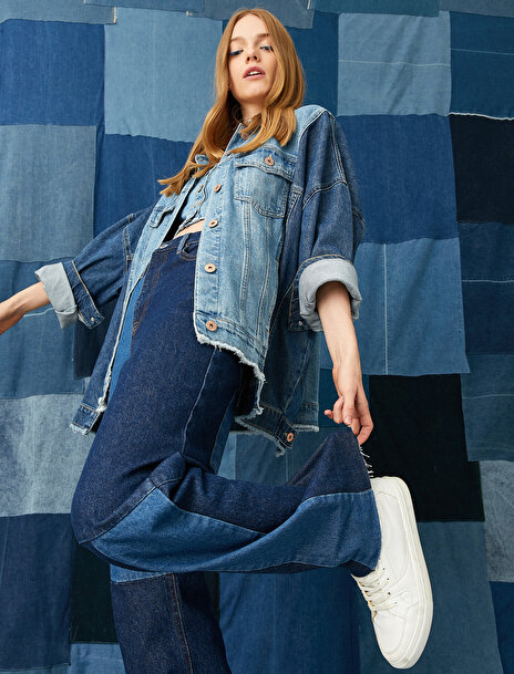 Koton Ole Genç Kız Renk Bloklu Kot Pantolon - Straight Jean