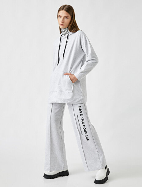 Koton Ole Genç Kız Bol Paçalı Slogan Baskılı Eşofman Altı