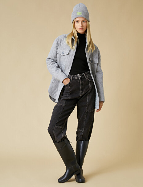 Koton Ole Genç Kız Yüksek Bel Renk Bloklu Kot Pantolon