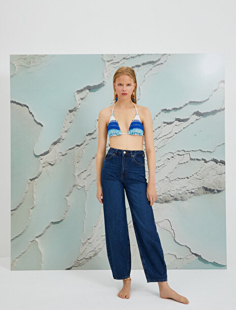 Koton Kadın Şahika Ercümen X Koton - Yüksek Bel Bol Paça Kot Pantolon