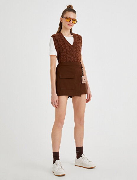 Koton Kadın Yüksek Bel Cepli Mini Etek