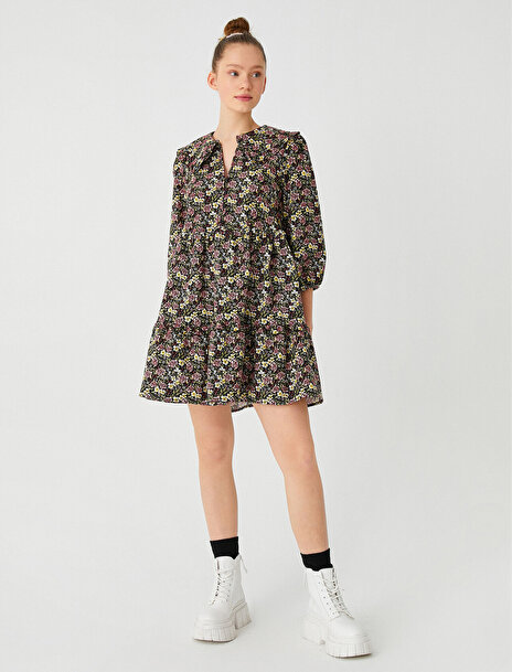 Koton Ole Genç Kız A Kesim Fırfırlı Mini Elbise