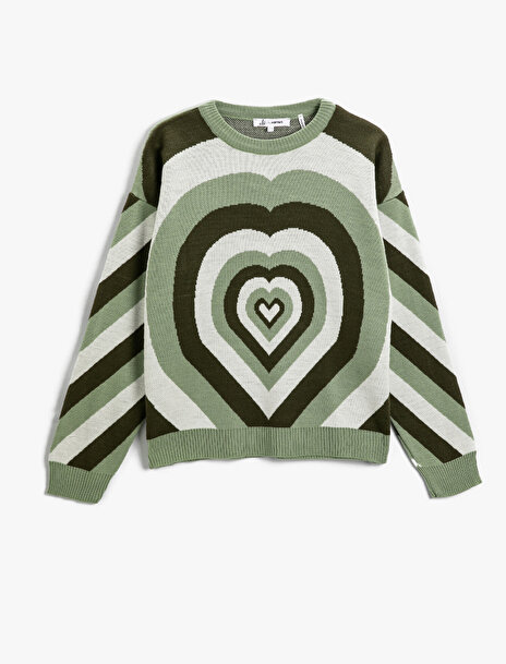 Koton Kadın Geometrik Desenli Uzun Kollu Bisiklet Yaka Kazak