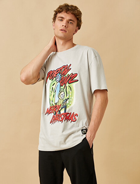 Koton Erkek Rick and Morty Yılbaşı Tişört Lisanslı Baskılı