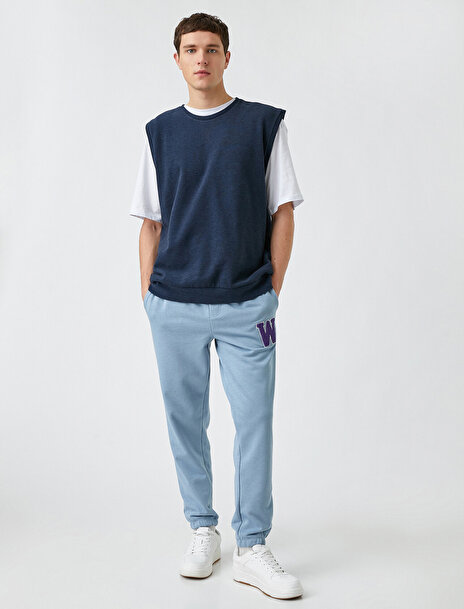 Koton Erkek Havlu Kumaş Kolej İşlemeli Eşofman Altı